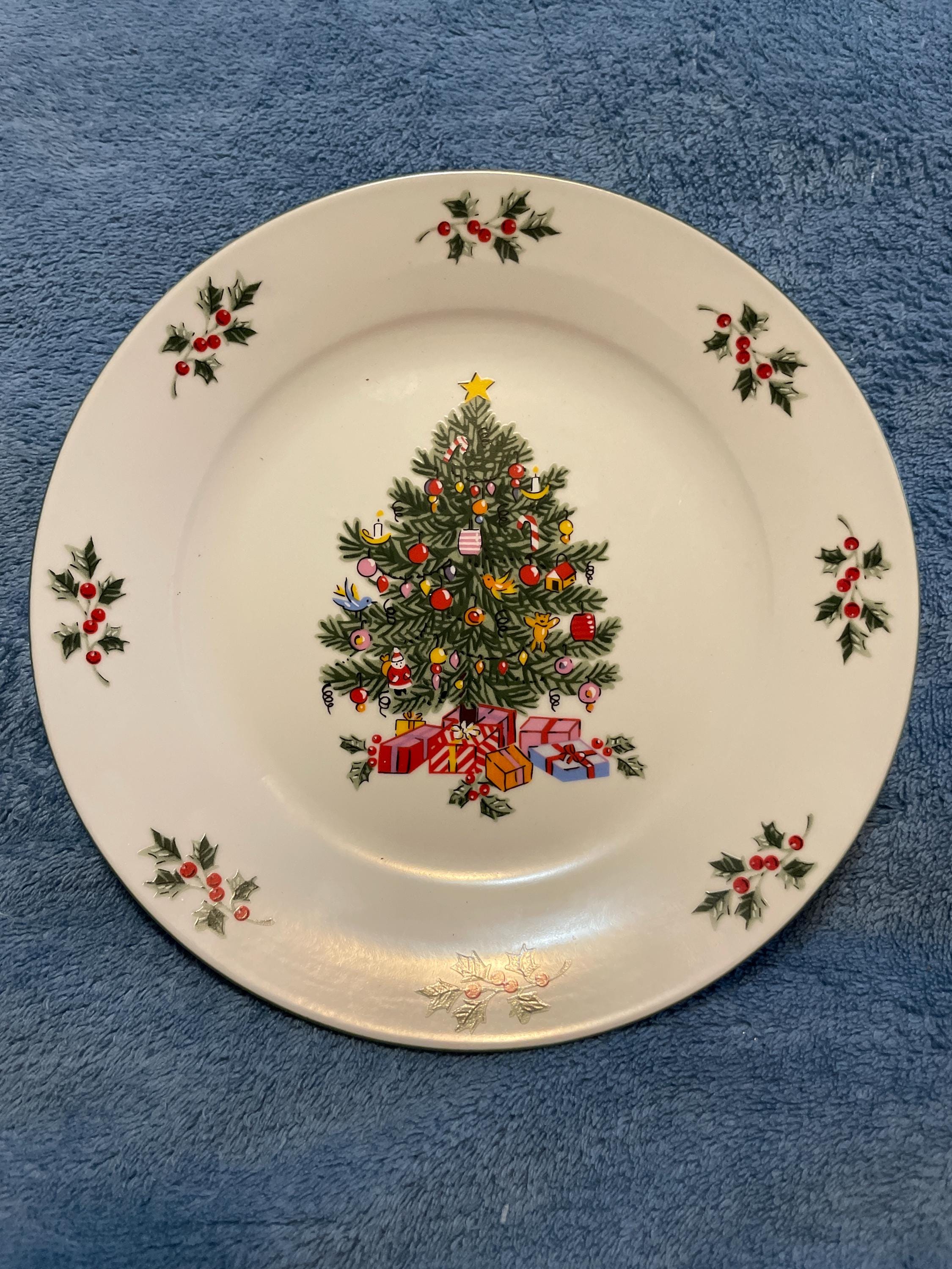 Vintage Christmas Tree Snowflake Plate, Retro Serving Dishes, Antique ...