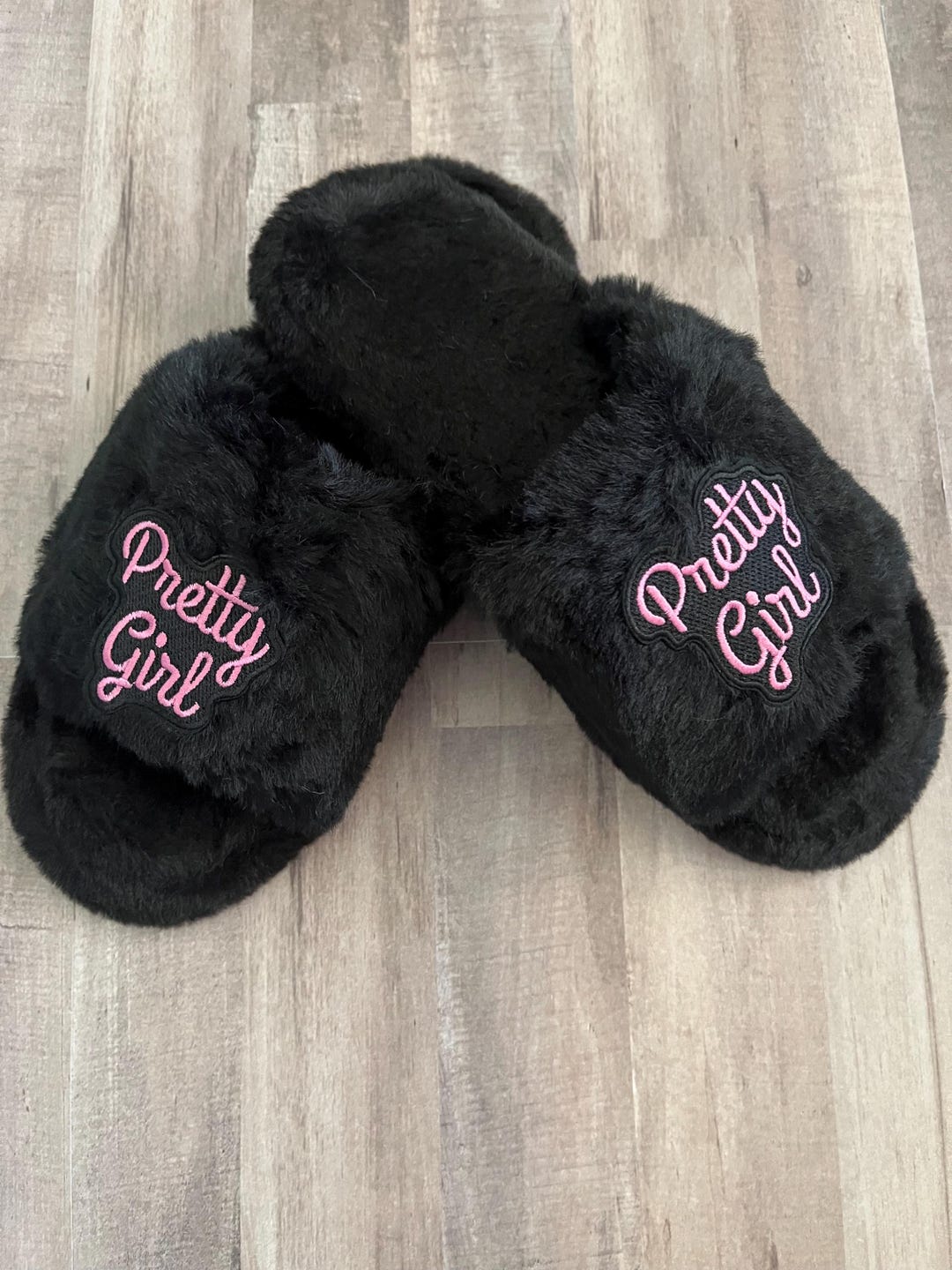 Pretty Girl Slippers, Fuzzy Slippers, Gift for Her, Bridesmaid Gift ...