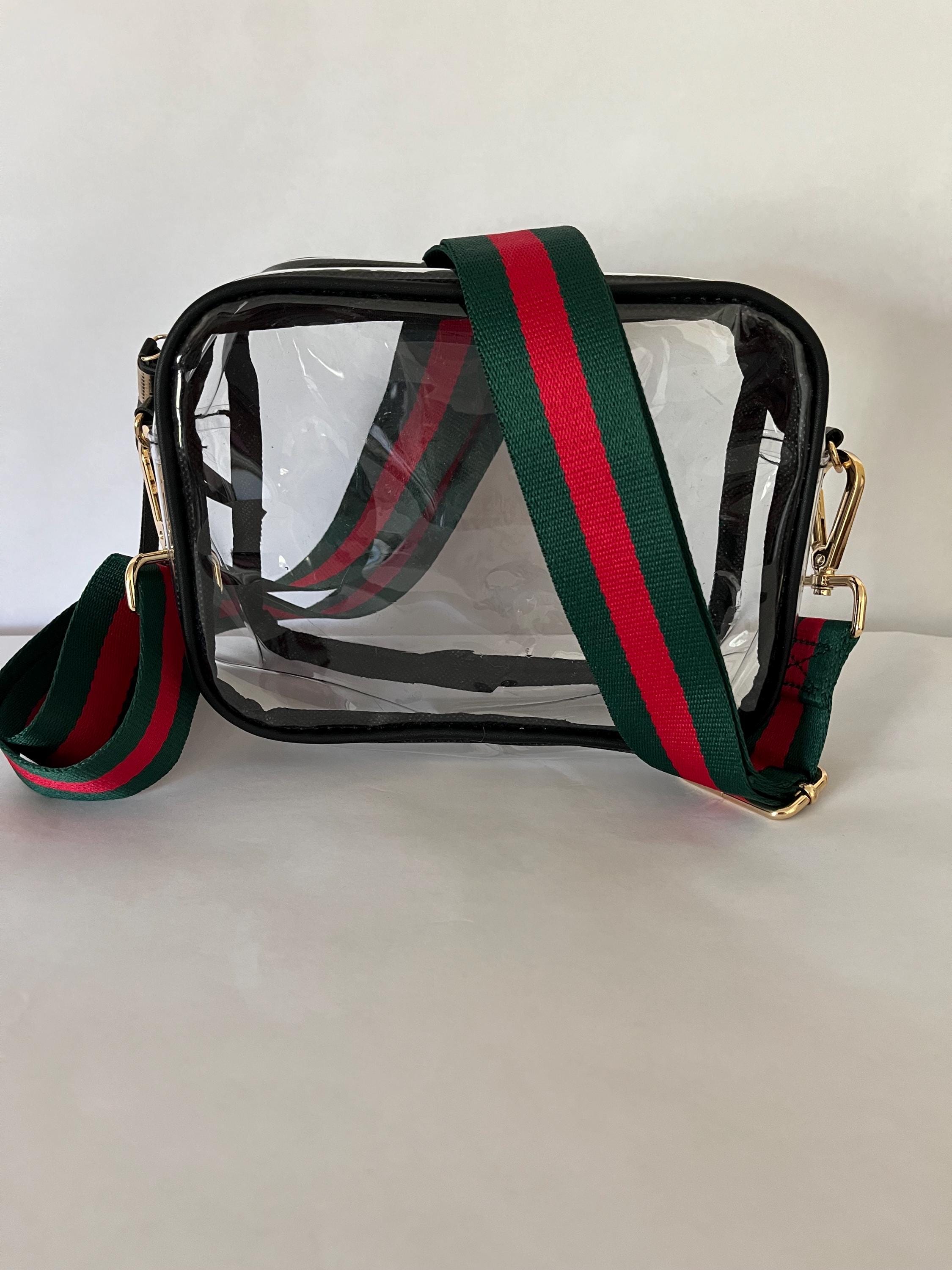 Clear Stadium Bag With Green Red Strap | Game Day Bag | Concert ...