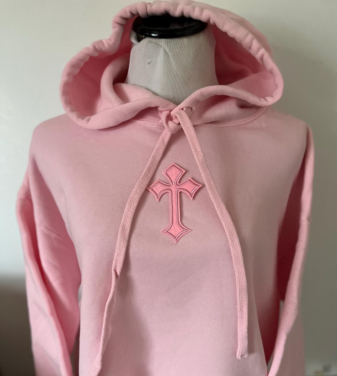 Pink Cross Cropped Hoodie// - Etsy