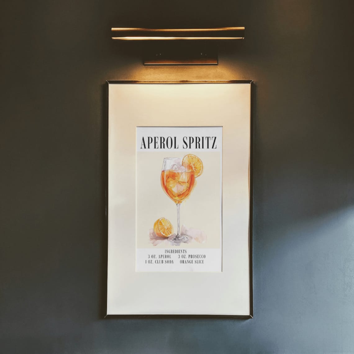 Aperol Spritz Art Print, Bar Wall Decor Cocktail Poster, Trendy Wall ...