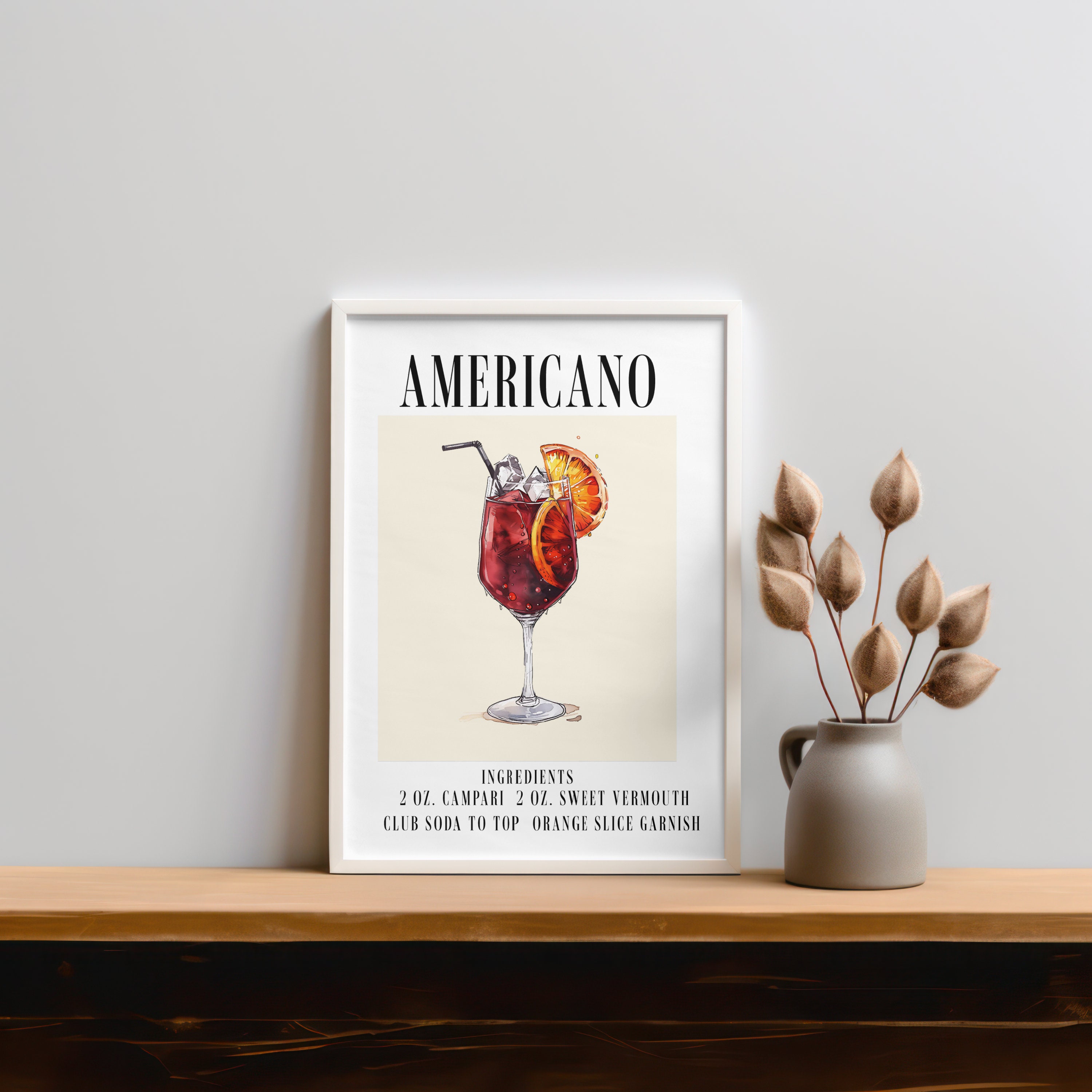 Americano Art Print, Bar Wall Decor Cocktail Poster, Trendy Wall ...