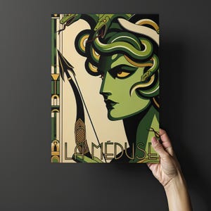 Medusa Art Deco Greek Mythology Poster, Greek Mythology Art, Latin ...