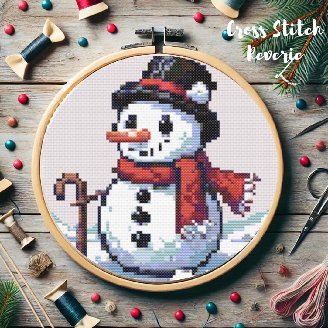 Snowman Cross Stitch Pattern PDF, Embroidery Design, DIY Winter ...