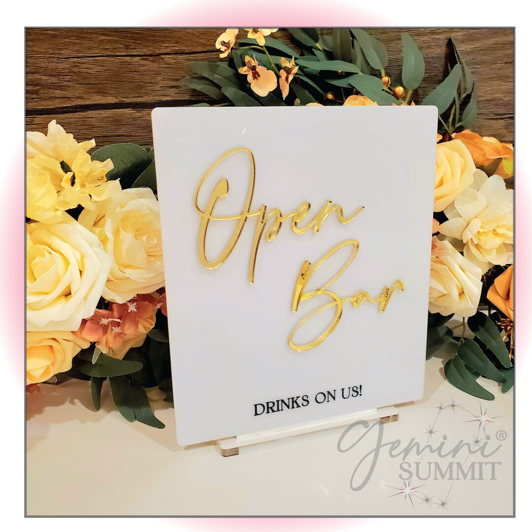 Open Bar Table Sign, Drinks Wedding Sign, Party Tabletop Sign, Event ...