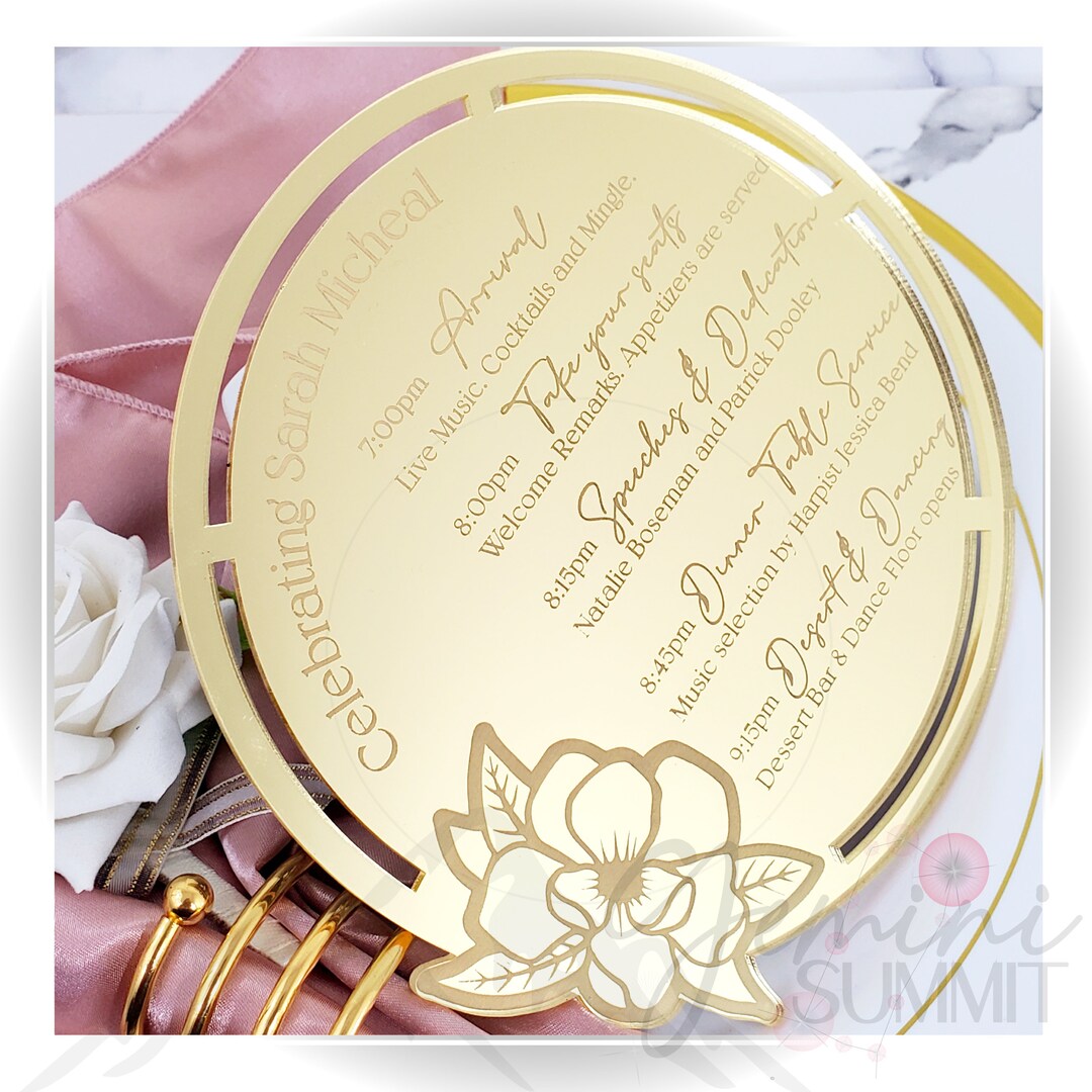 Mirror Acrylic Dinner Menu for Weddings, Baby Shower or Dinner Parties ...