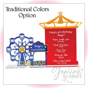 Carnival Theme Bar Menu, Signature Drinks, Ferris Wheel Cocktail Menu ...