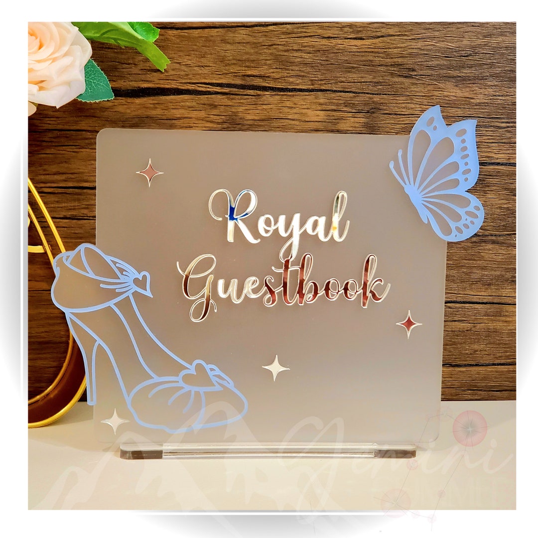 Royal Guestbook Table Sign, 3D Acrylic Sign, Princess Party Sign, Event ...