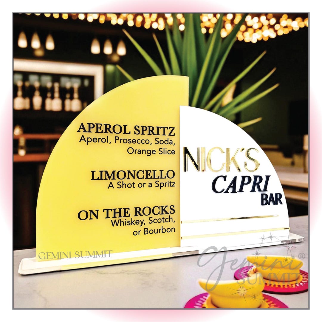 Classic Double Arch Bar Sign, Signature Drinks, Cocktail Party Menu ...