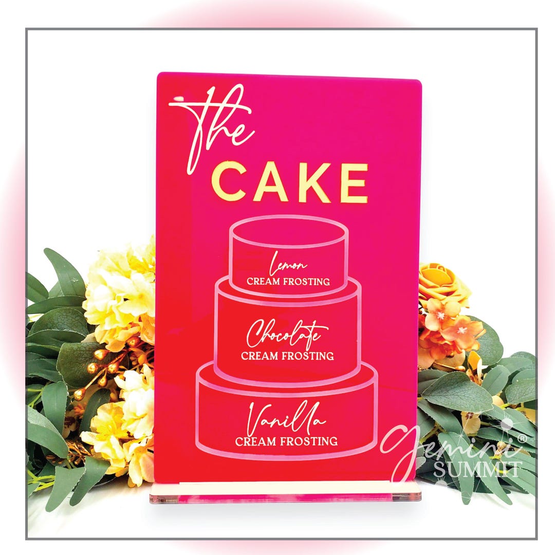 Acrylic Cake Menu Sign, Wedding Cake Flavors Table Sign, Cake Layer ...