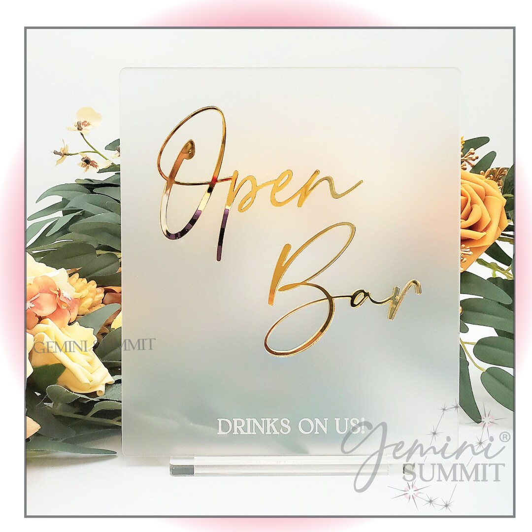 Open Bar Table Sign, Drinks Wedding Sign, Party Tabletop Sign, Event ...