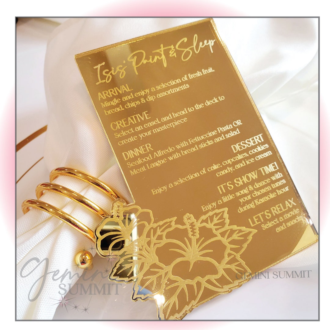 Acrylic Dinner Menu Cards for Weddings, Baby Shower, Dinner Parties ...