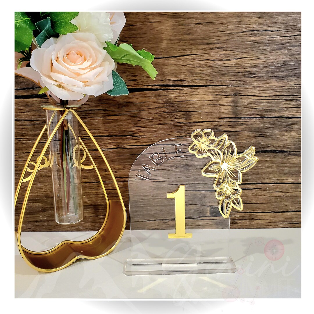 Acrylic Table Numbers, Wedding Table Numbers, Floral Table Number for a ...