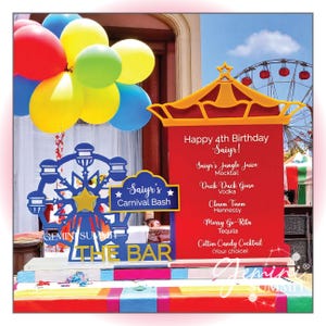 Carnival Theme Bar Menu, Signature Drinks, Ferris Wheel Cocktail Menu ...