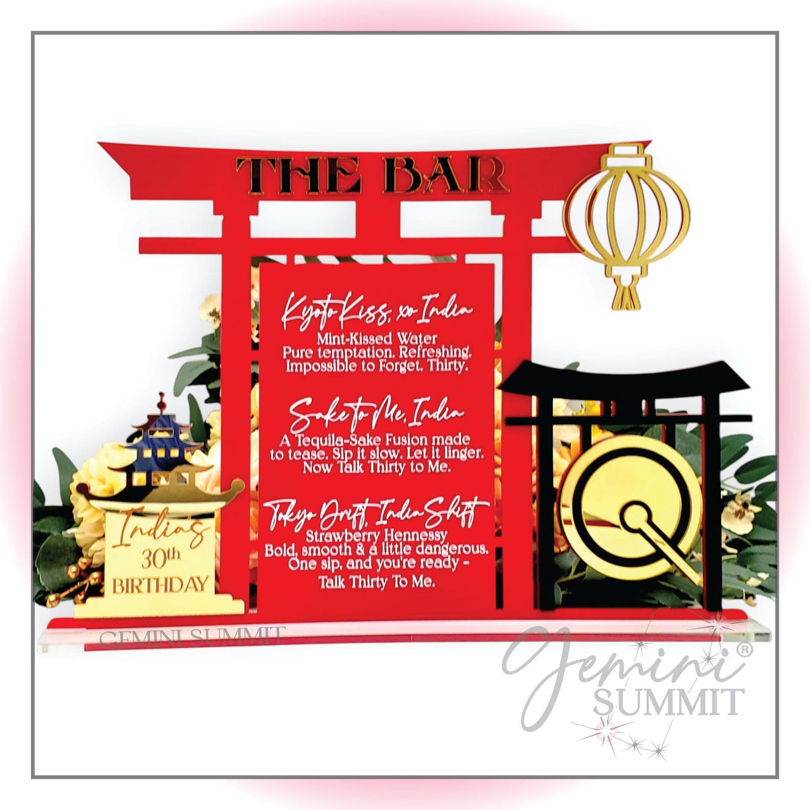 Asian Inspired Custom Bar Sign, Signature Drinks, Cocktail Menu, Torii ...