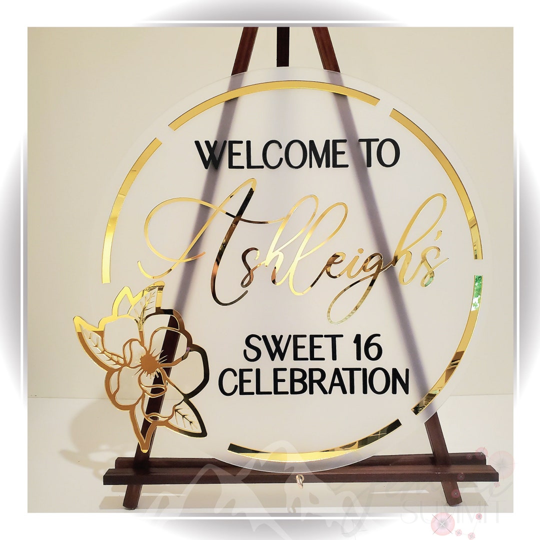 Welcome Party Sign - Custom Acrylic Signage Personalized for Birthdays ...