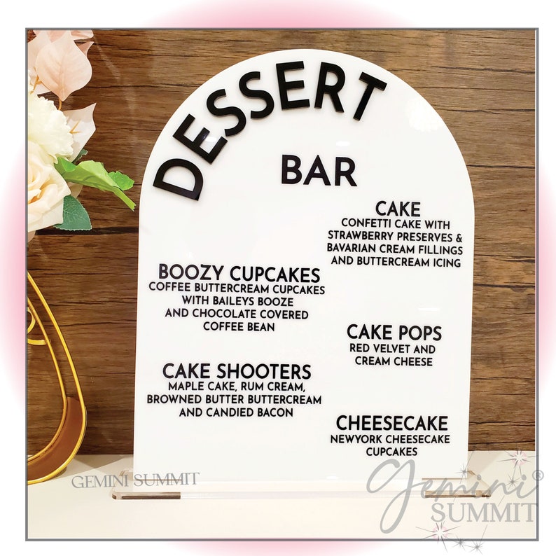 Minimalist Bar Menu, Dessert Table Sign, Custom Modern Signage, Large ...