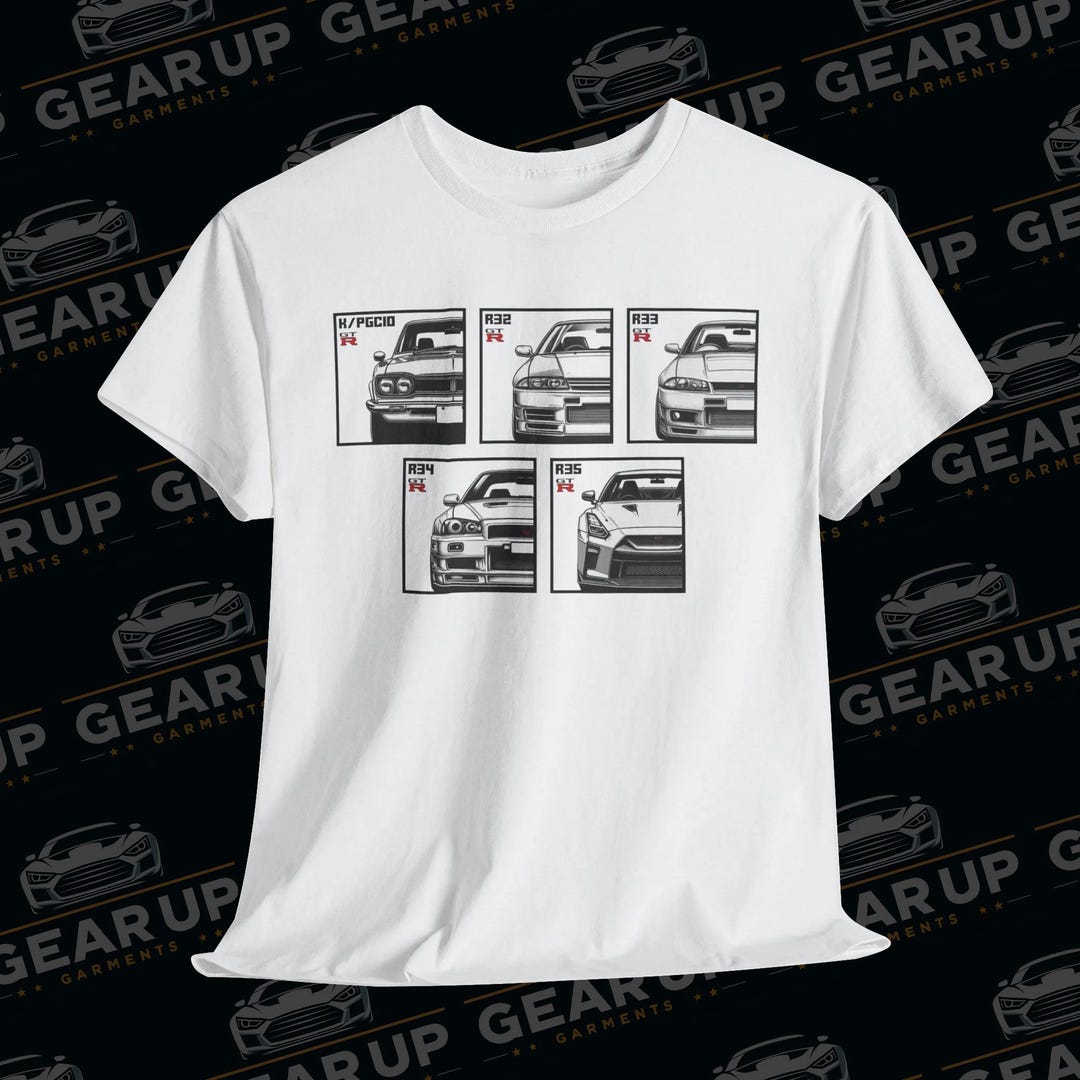 Nissan Skyline GTR All Generations R32, R33, R34, R35 Graphic T-shirt ...