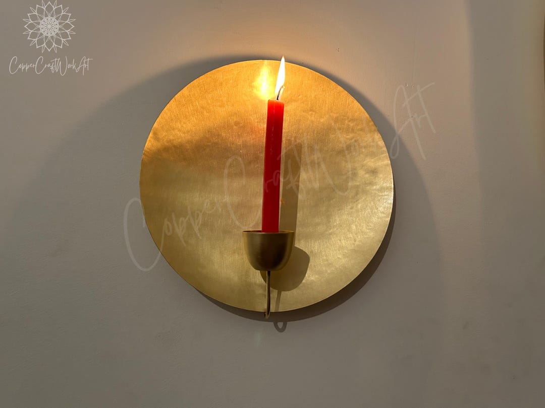 Handcrafted Brass Wall Candle Holders Circular Design With Hammered ...