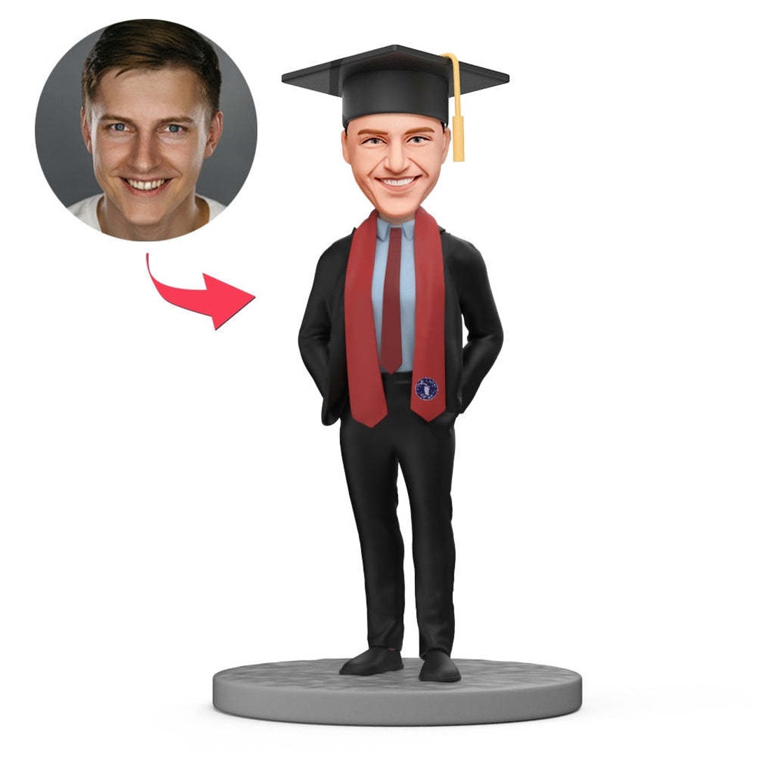 Custom Graduation Bobbleheads Handsome Male Graduate in A Suit color ...