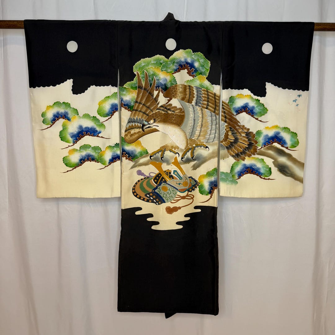 Vintage Japanese Miyamairi Kimono Boy's Formal Kimono Ceremony Shichi ...