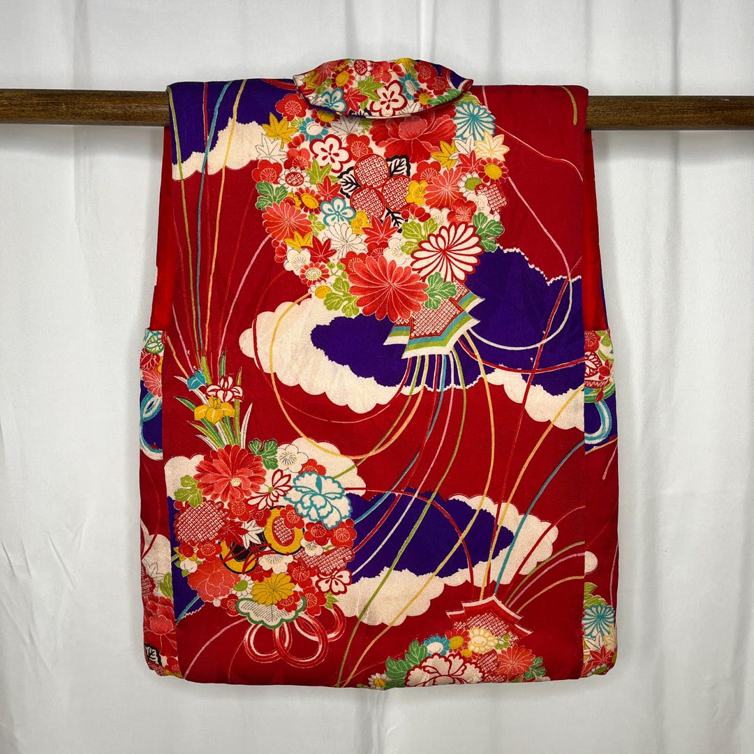 Vintage Japanese Kimono Vest Girl's Padded Silk Vest Children's Kid's ...
