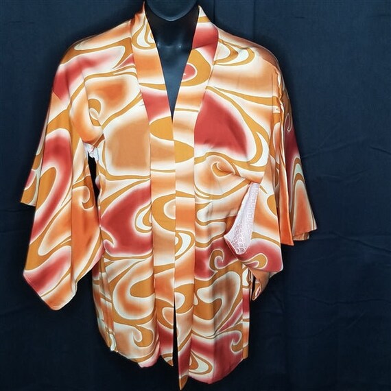 Retro Vintage Japanese Silk Kimono Jacket Haori Short… - Gem