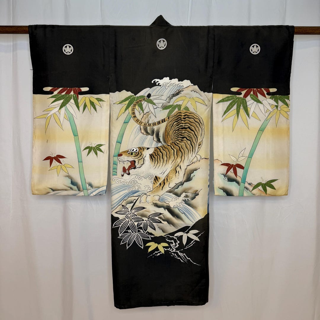 Vintage Japanese Miyamairi Kimono Boy's Formal Kimono Ceremony Shichi ...