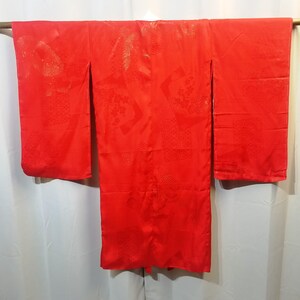 Vintage Japanese Girl's Kimono Robe Red Juban Underkimono - Embroidered ...