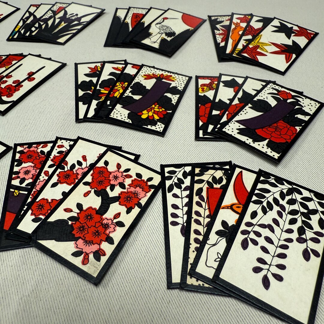 Vintage Japanese Hanafuda Card Game Set Traditional Tengu Cards ...