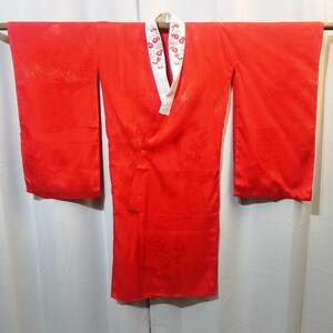Vintage Japanese Girl's Kimono Robe Red Juban Underkimono - Embroidered ...