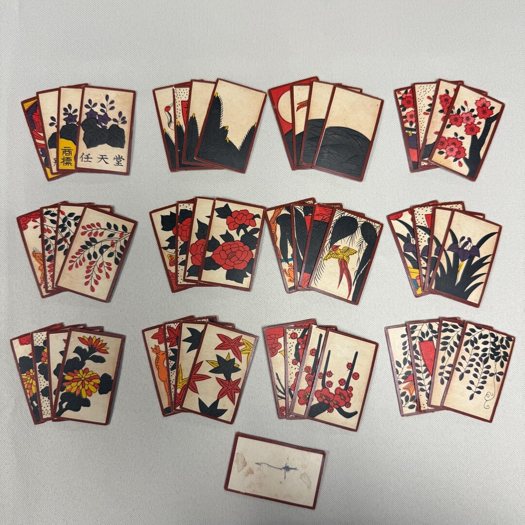 Vintage Japanese Hanafuda Card Game Set Traditional Tengu Cards ...