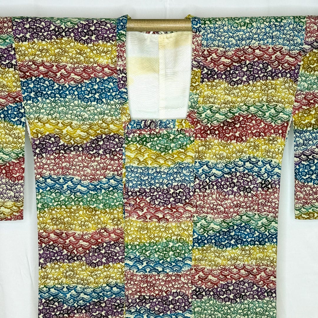 Vintage Japanese Michiyuki Jacket Kimono Coat Woman's - Rainbow Friends ...