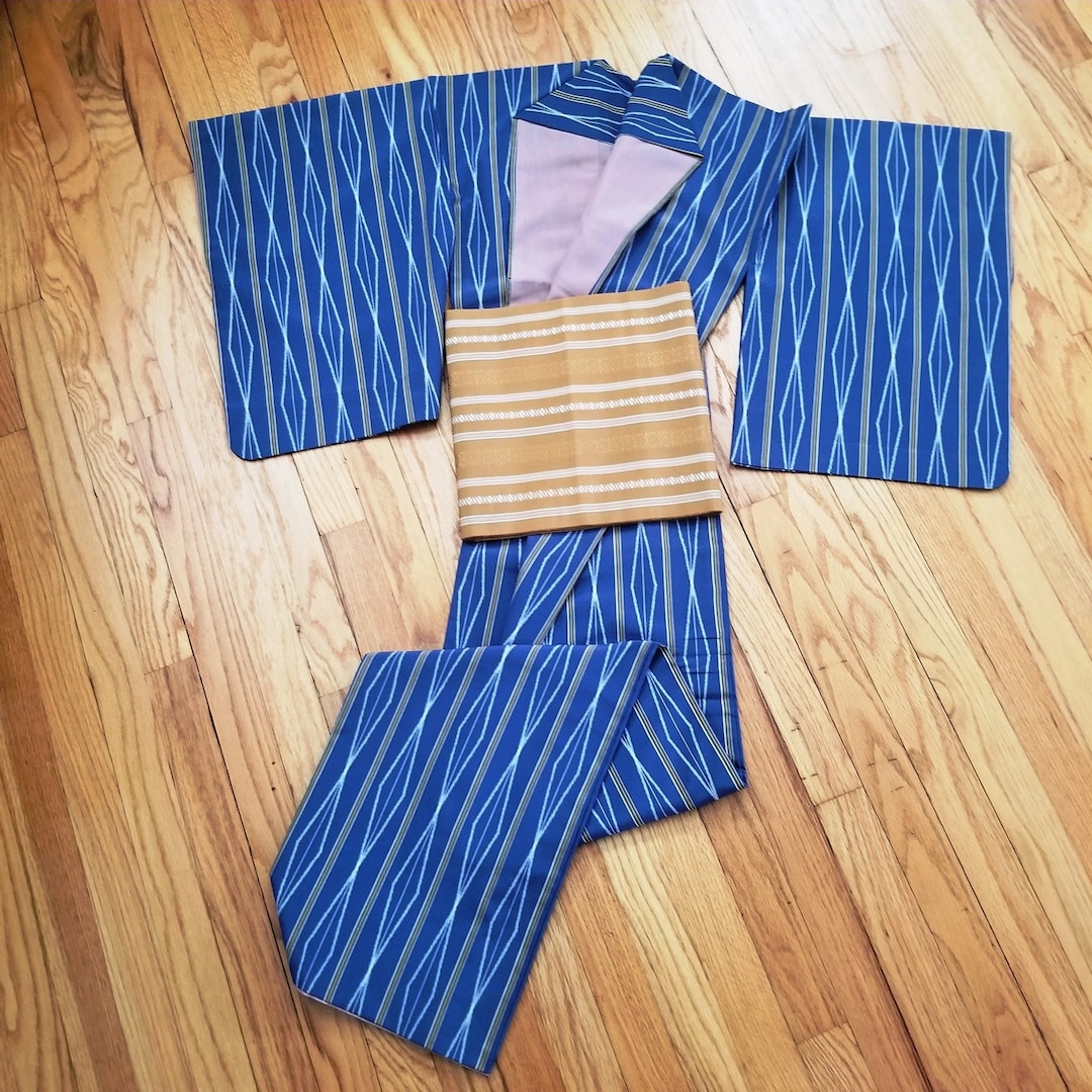 Vintage Japanese Kimono and Obi Set Kimono Combination - Earthy Hues - Etsy