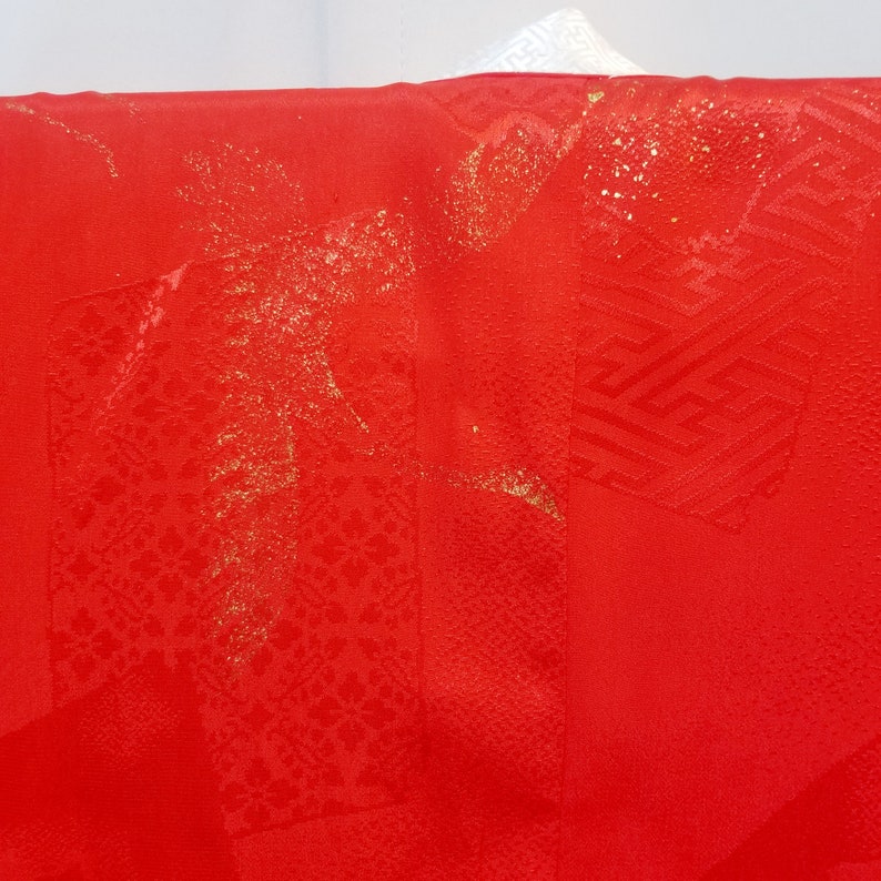 Vintage Japanese Girl's Kimono Robe Red Juban Underkimono - Embroidered ...