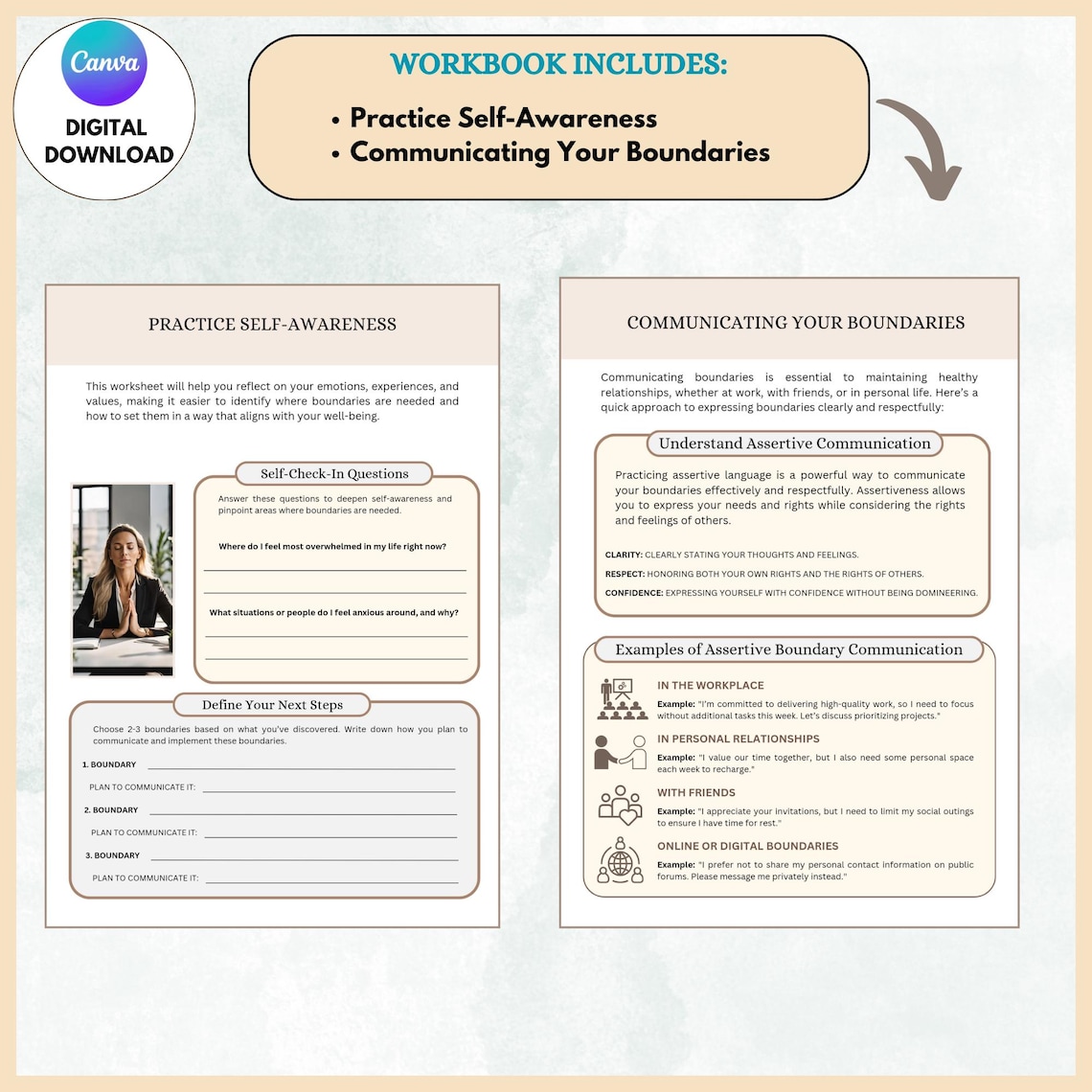 Setting Boundaries Workbook Printable, Boundaries Workbook, Boundaries Ebook, Setting Boundaries ...