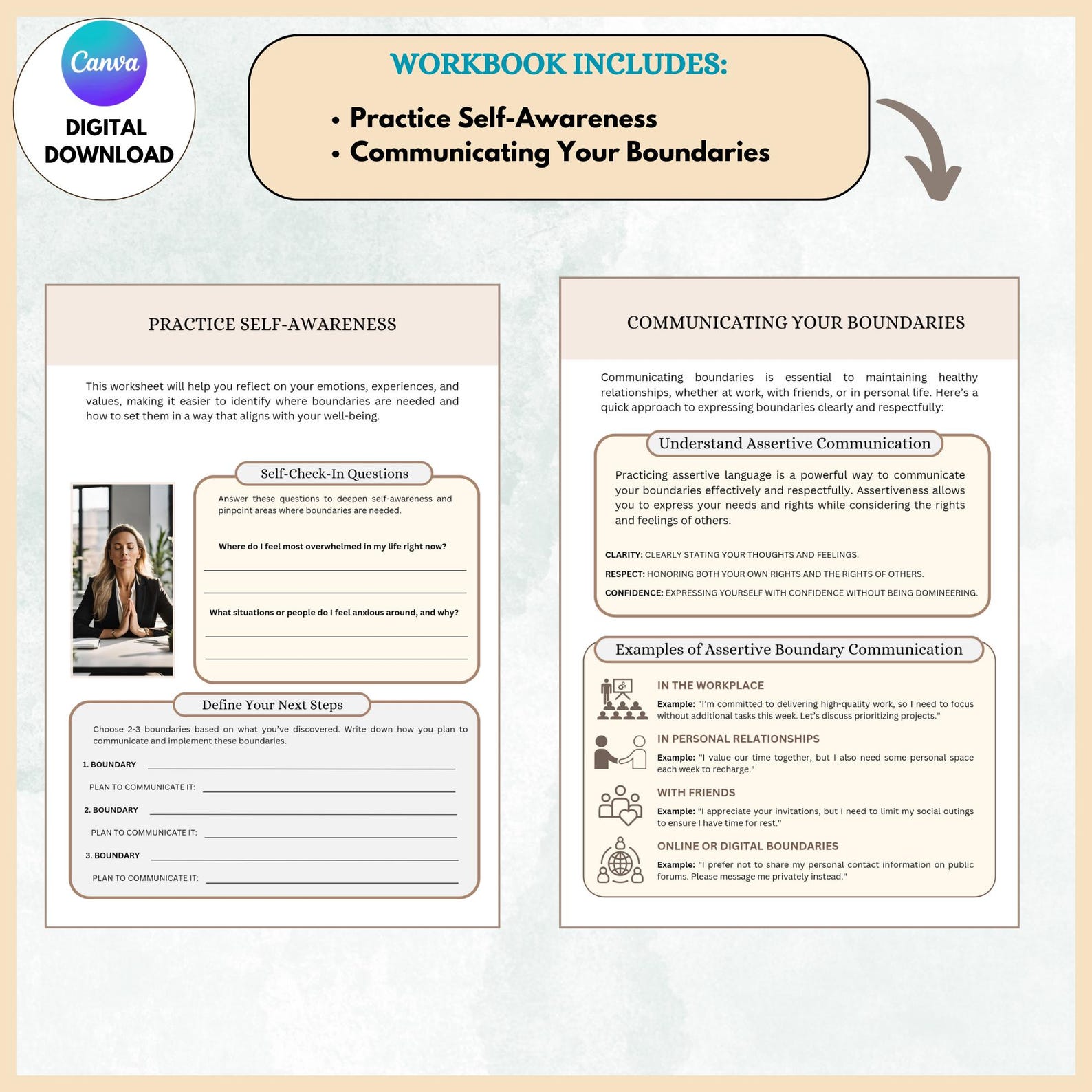 Setting Boundaries Workbook Printable, Boundaries Workbook, Boundaries ...