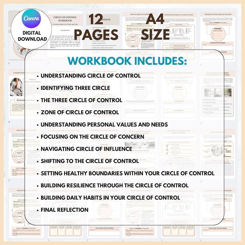 Circle of Control Workbook, Therapy Worksheets, Things I Can Control ...