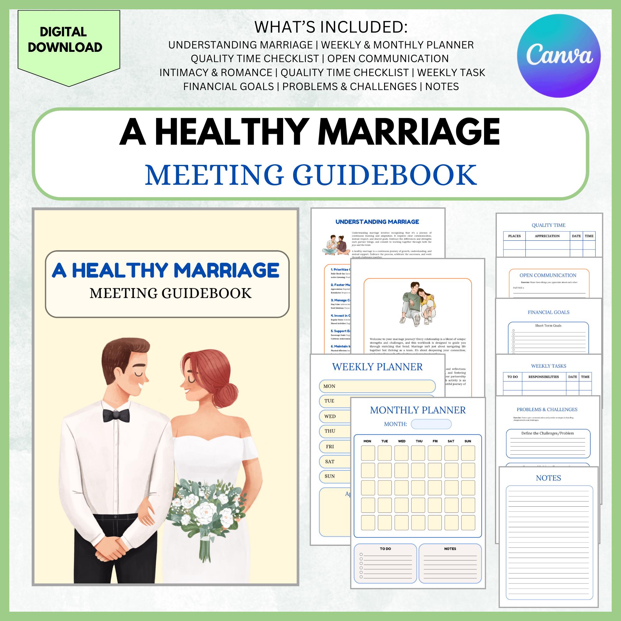 A Healthy Marriage Meeting, Weekly Marriage Meeting, Marriage Planner, Marriage Spell, Couple ...
