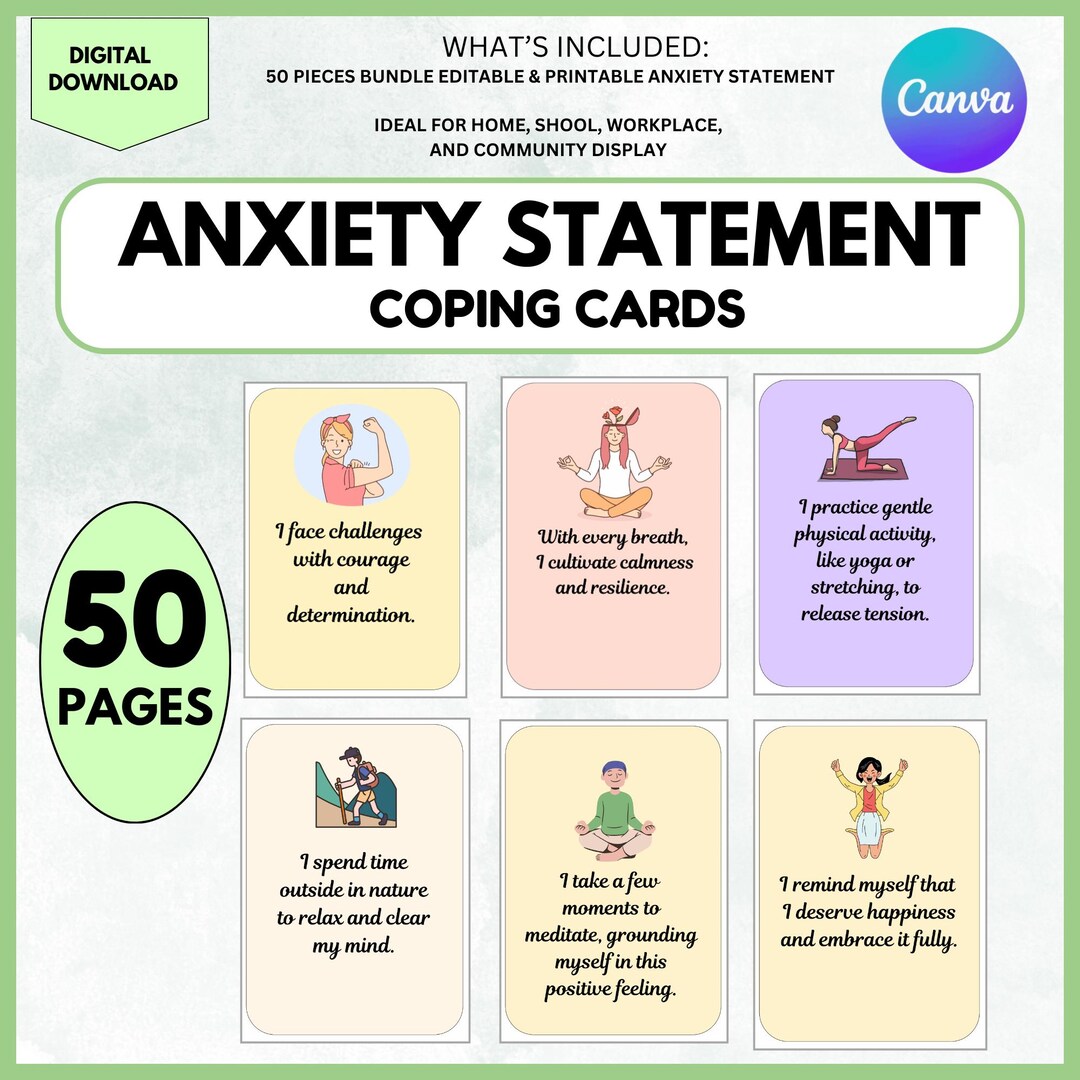 Anxiety Coping Statement Poster, Therapy Office Decor, Therapy Wall Art ...
