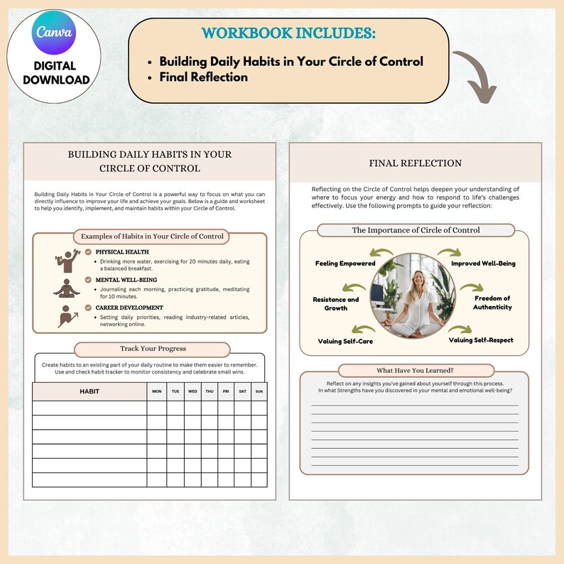 Circle of Control Workbook: Emotional Regulation, Mindfulness (PDF) - Etsy