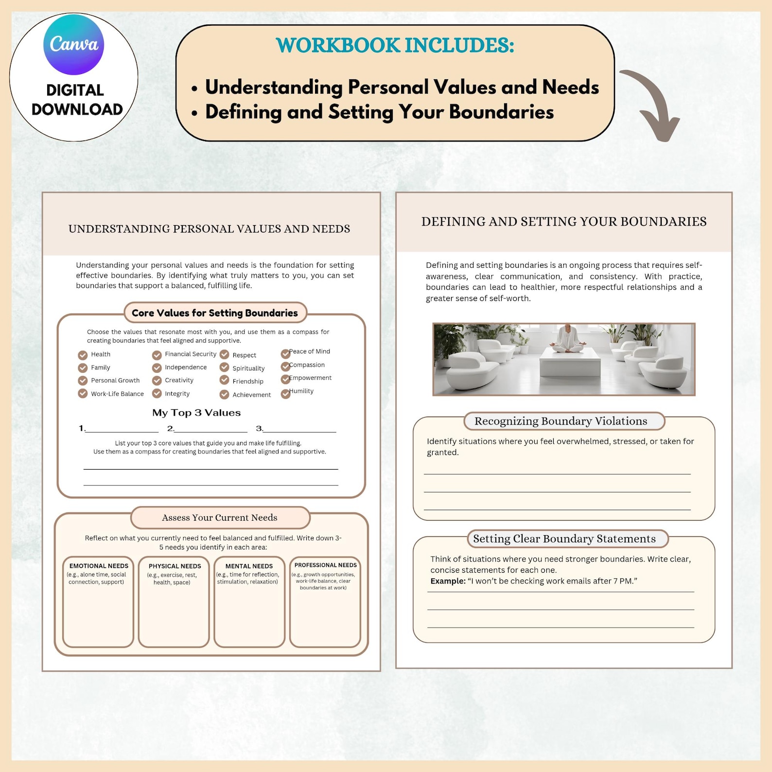 Setting Boundaries Workbook Printable, Boundaries Workbook, Boundaries ...
