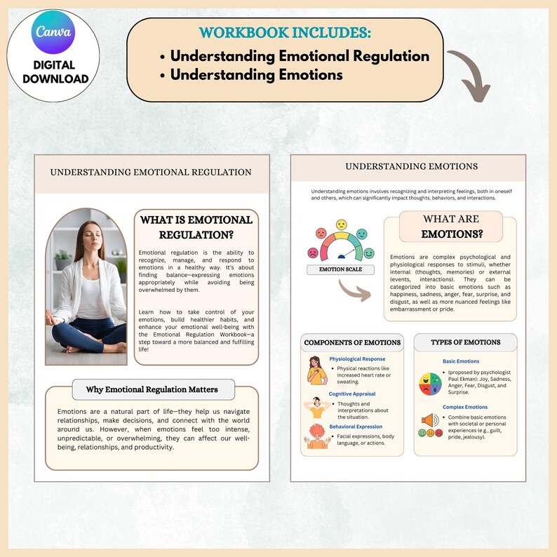 Emotional Regulation Workbook: Calmer Mind, Coping Strategies (PDF) - Etsy