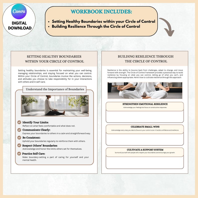 Circle of Control Workbook: Emotional Regulation, Mindfulness (PDF) - Etsy