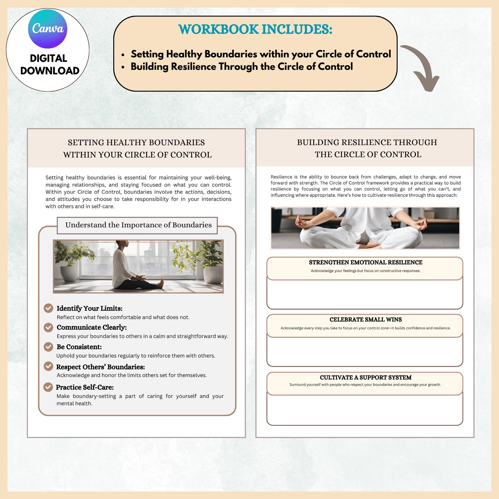Circle of Control Workbook: Emotional Regulation, Mindfulness (PDF) - Etsy