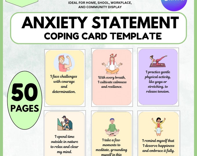 Anxiety Coping Cards, Anxiety Affirmation Cards, Anxiety Flash Cards ...