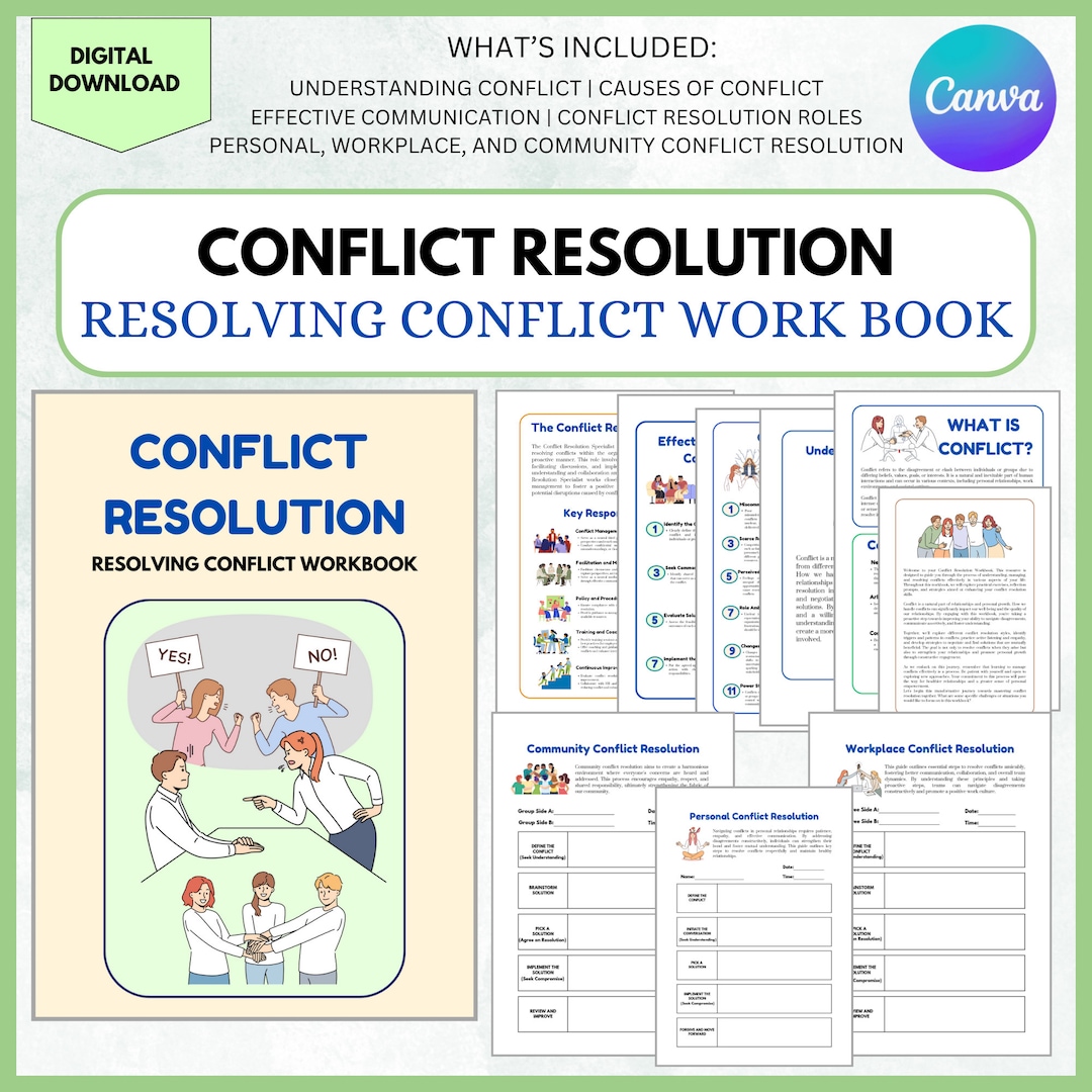 Conflict Resolution Workbook, Communication Skills (digital Download ...