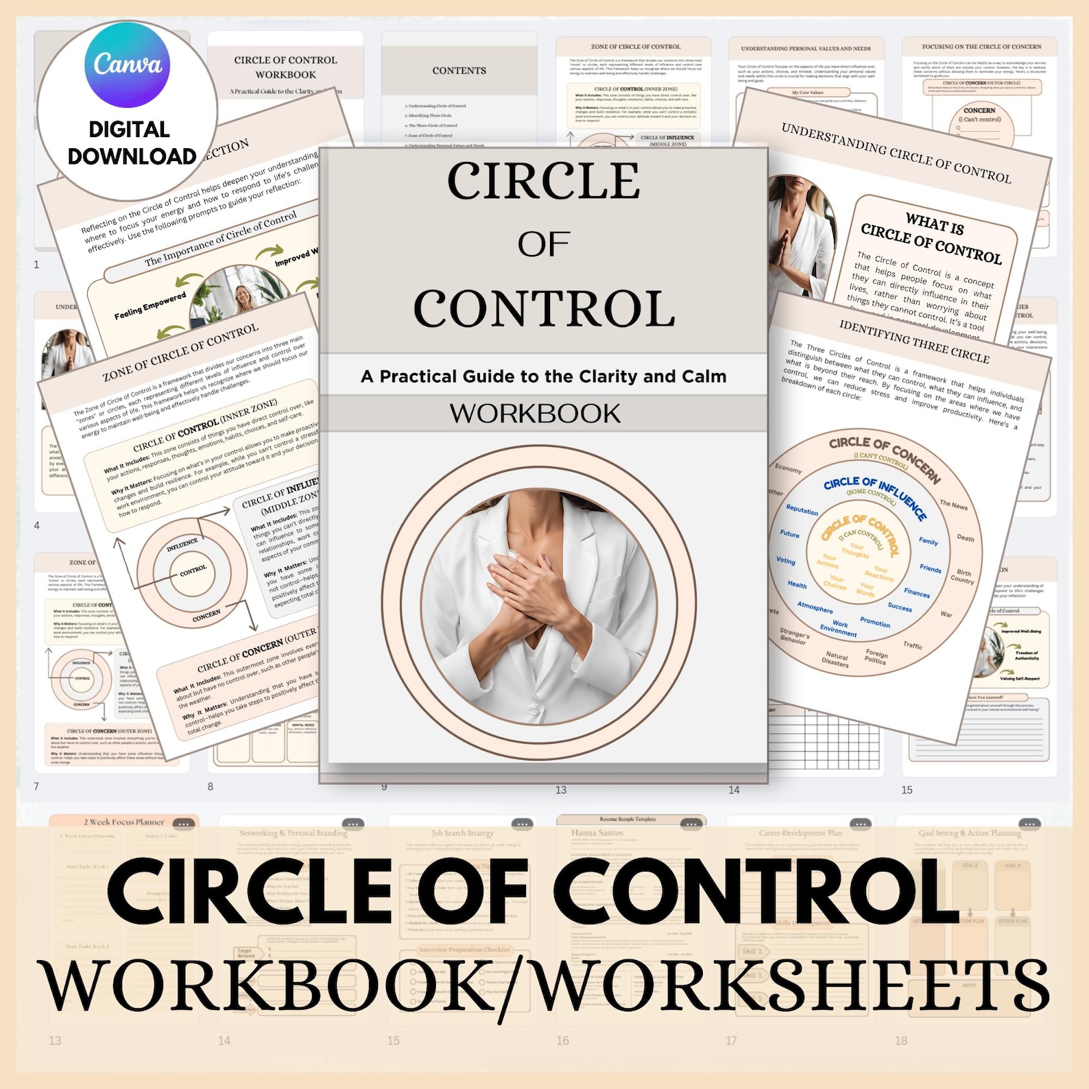 Circle of Control Workbook, Therapy Worksheets, Things I Can Control ...