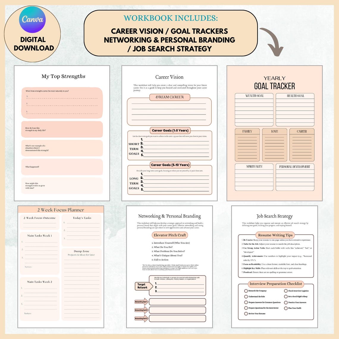 Career Coaching Workbook: Job Skills & Development (PDF) - Etsy