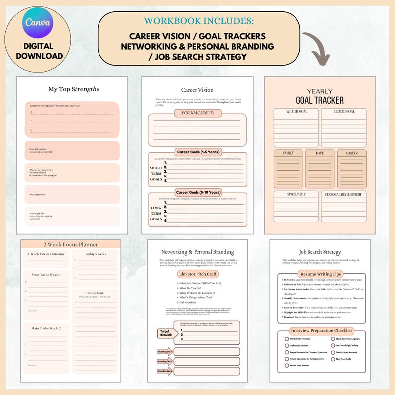 Career Coaching Workbook, Career Networking Skills Workbook, Career ...